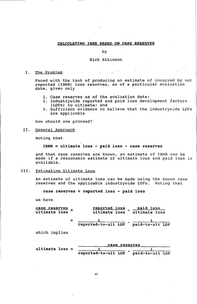 Calculating ibnr based on case reserves.PDF | Business Accounting ...