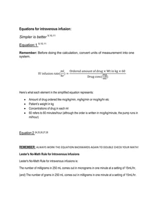 Calculating intravenous drug infusion made easy! | DOCX