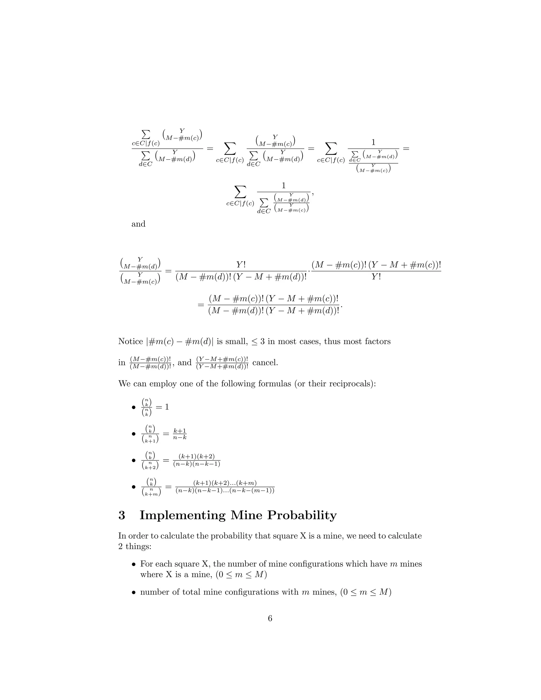 Calculating Mine Probability in Minesweeper | PDF