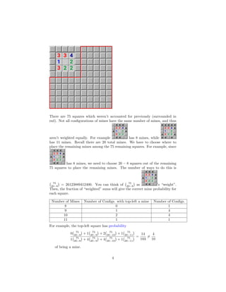 Calculating Mine Probability in Minesweeper | PDF