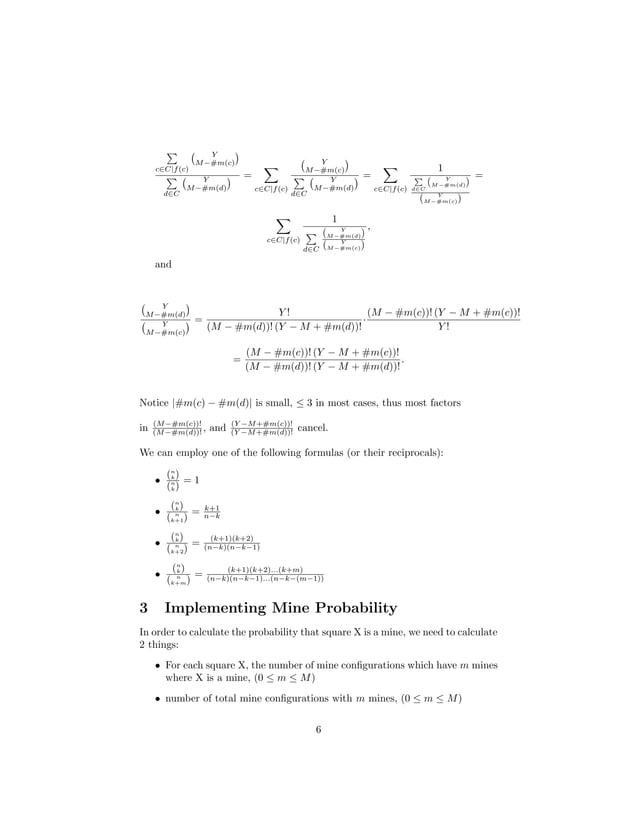 Calculating Mine Probability in Minesweeper | PDF