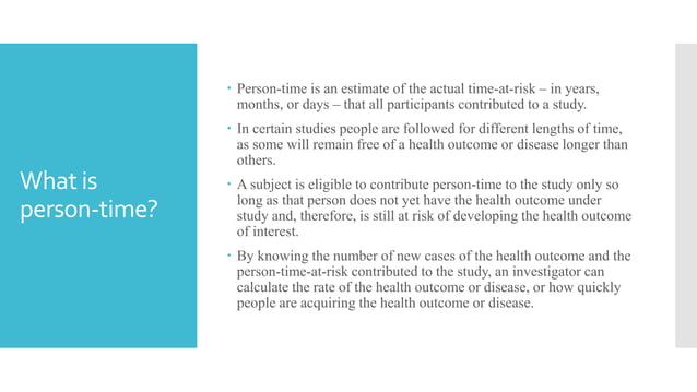 Calculating person time | PPTX | Cancer | Diseases and Conditions