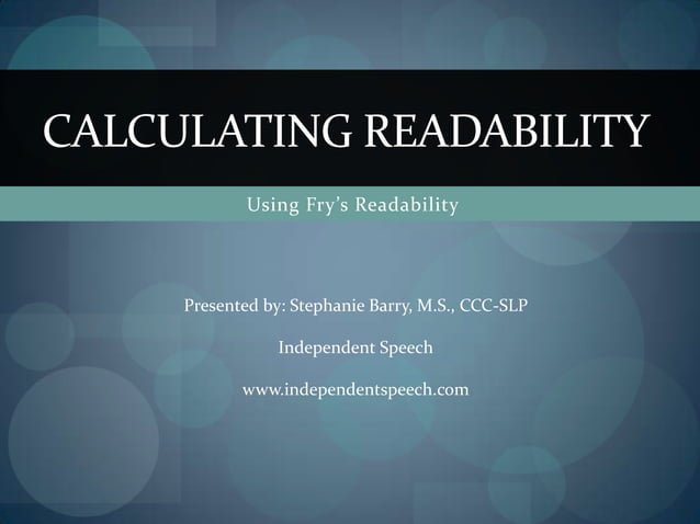 Calculating Readability | PPT