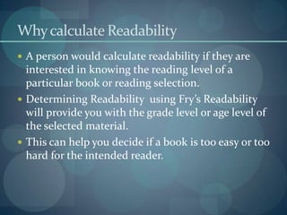 Calculating Readability | PPSX