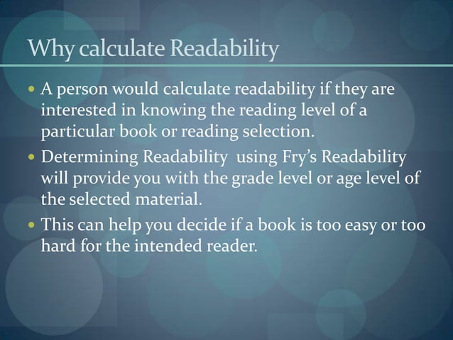 Calculating Readability | PPT