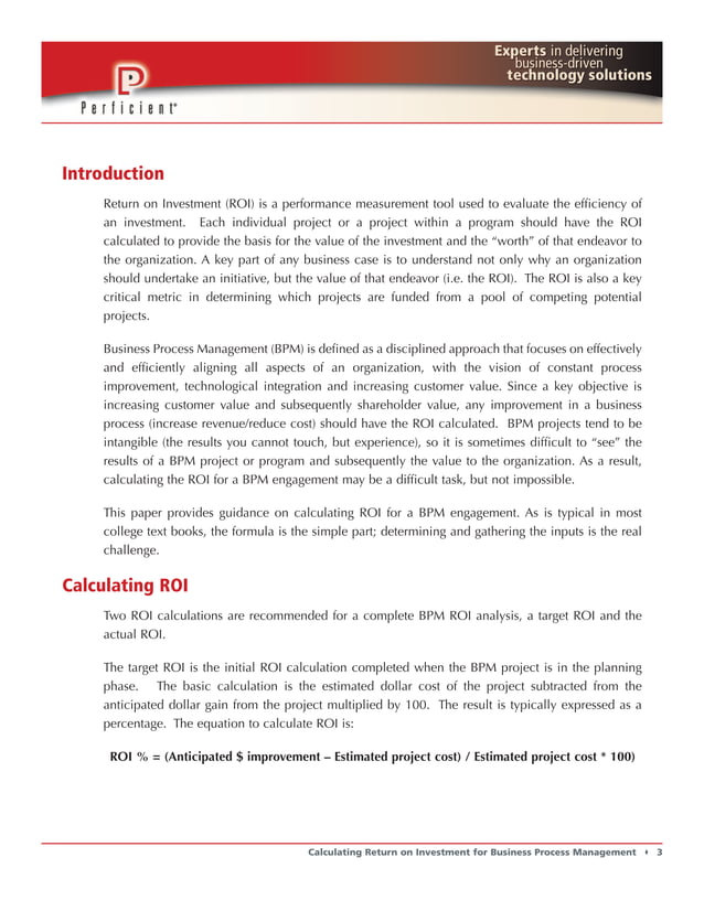 Calculating roi for_bpm --- | PDF | Stocks and Bonds | Personal Investing