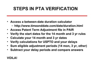 Calculating Sec. 154 Patent Term Adjustments | PPT