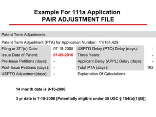 Calculating Sec. 154 Patent Term Adjustments | PPT