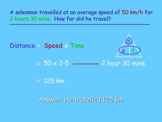 Calculating speed time and distance | PPT