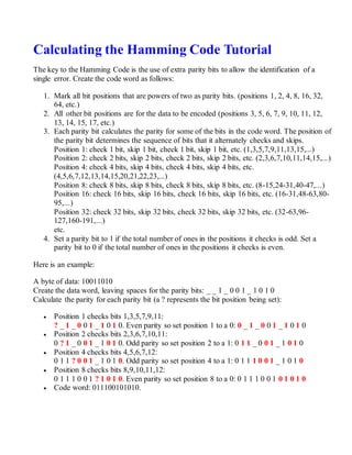 Calculating the hamming code (tutorial) | PDF