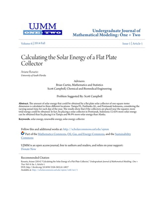 Calculating the solar energy of a flat plate collector | PDF