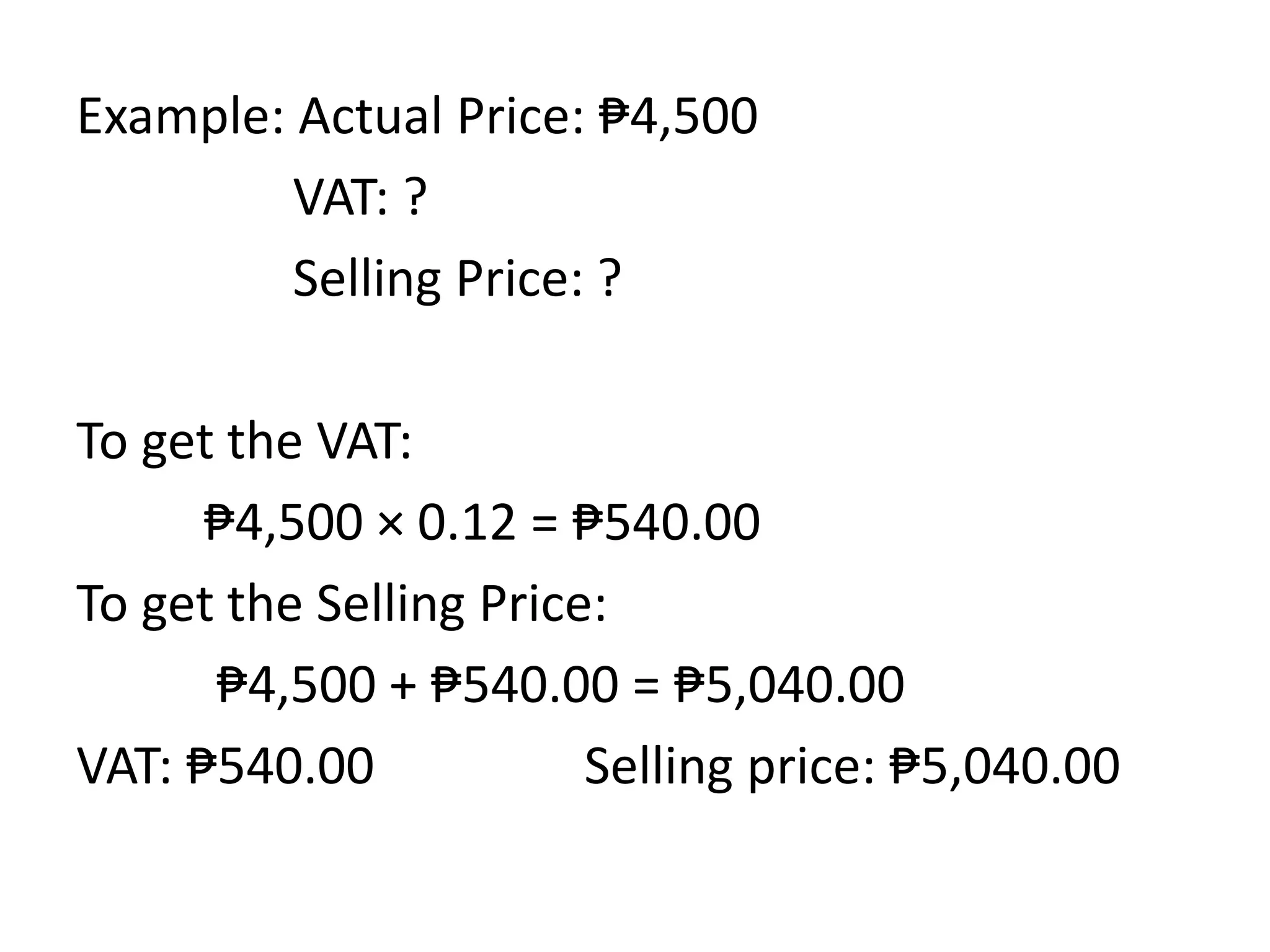 Calculating vat | PPTX
