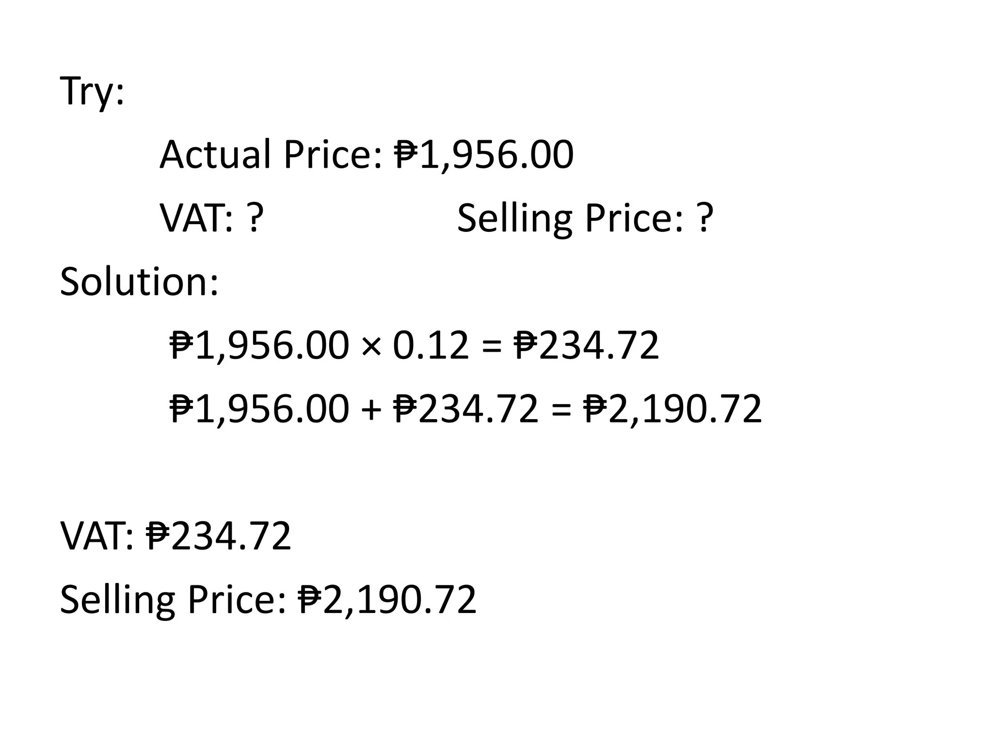 Calculating vat | PPTX