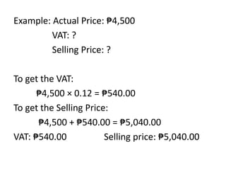 Calculating vat | PPTX