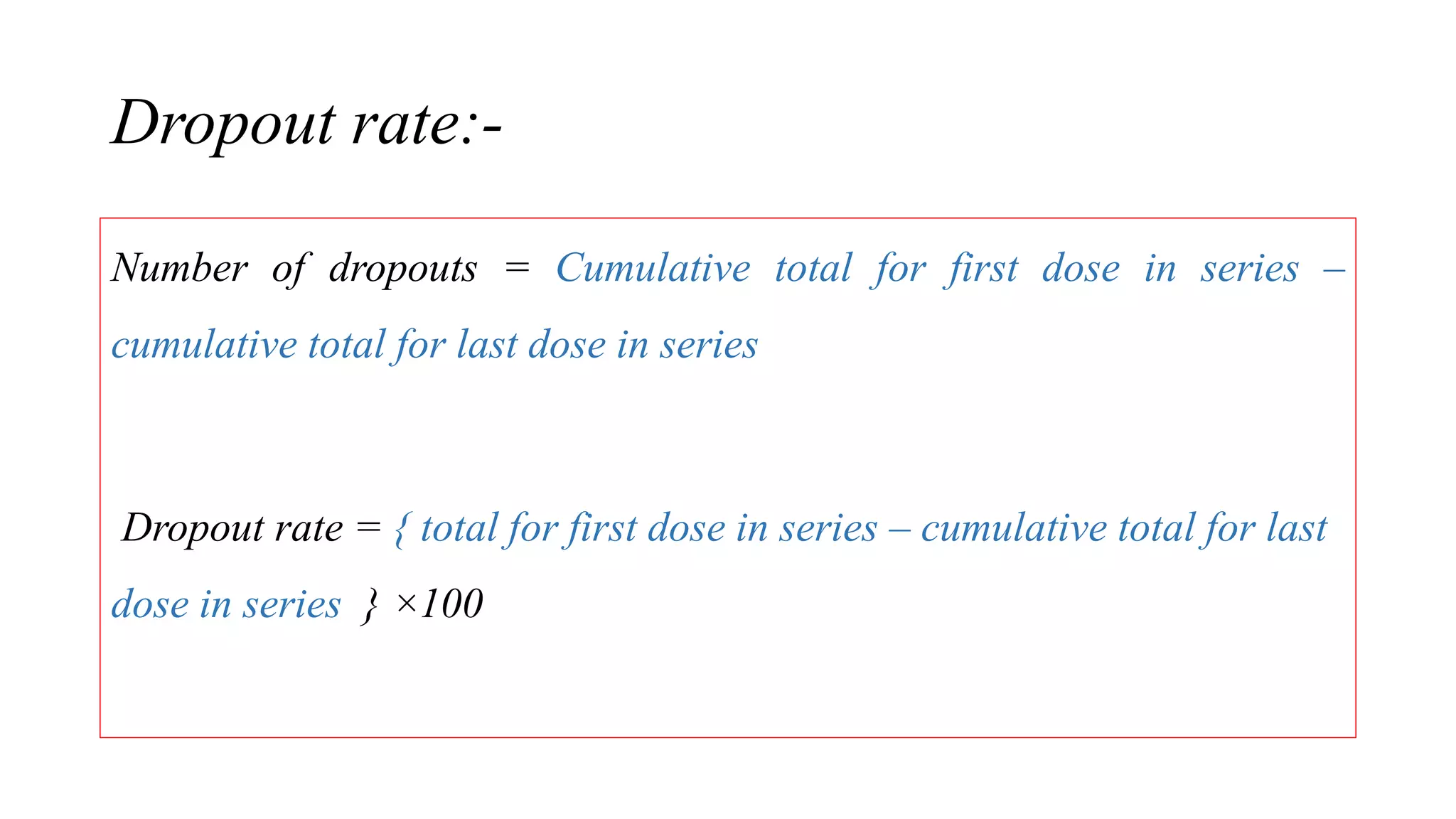 Wastage rate, Coverage rate , Dropout rate Calculation | PPTX