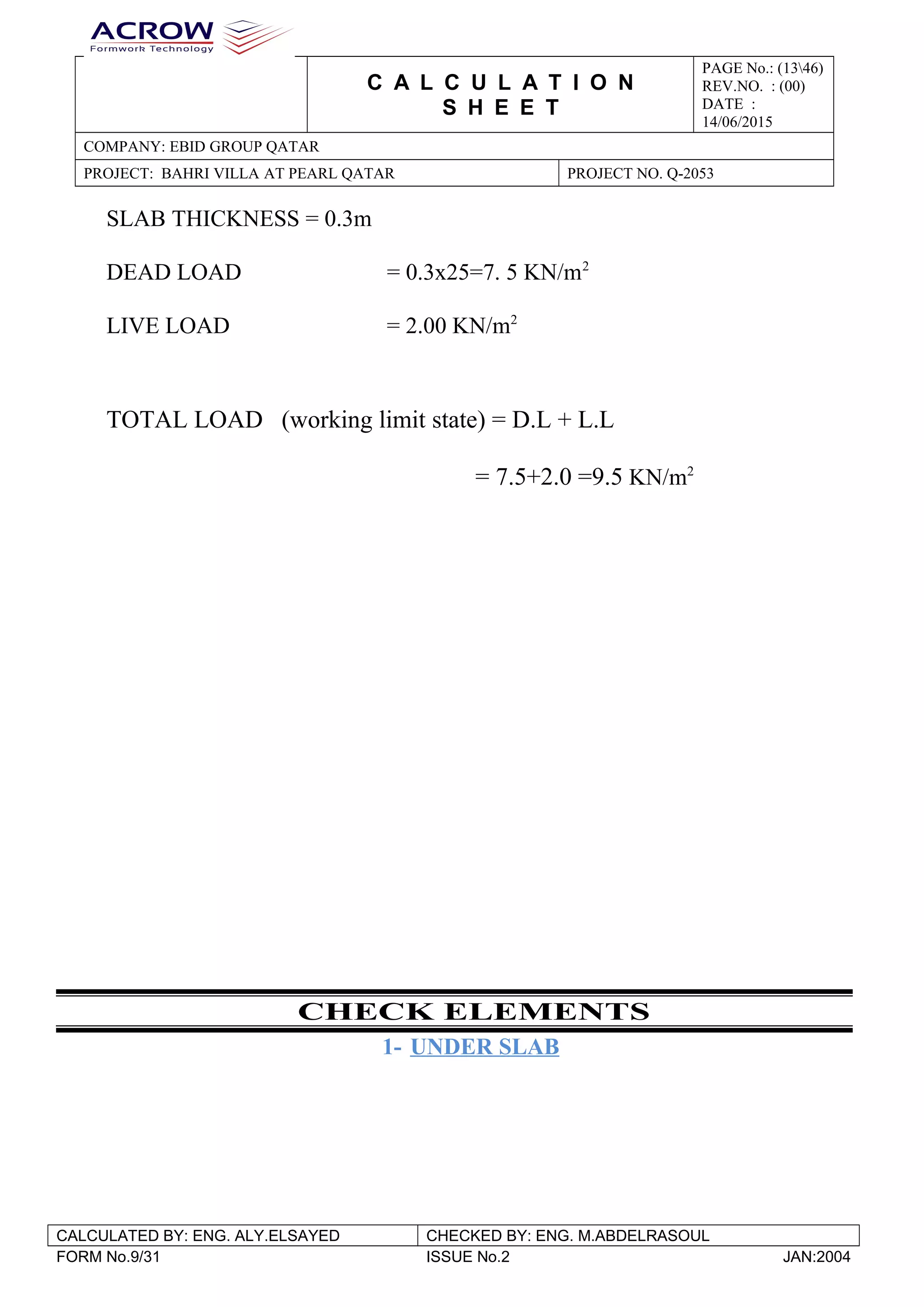 Calculation sheet-for-slab q-2053-01 | DOC