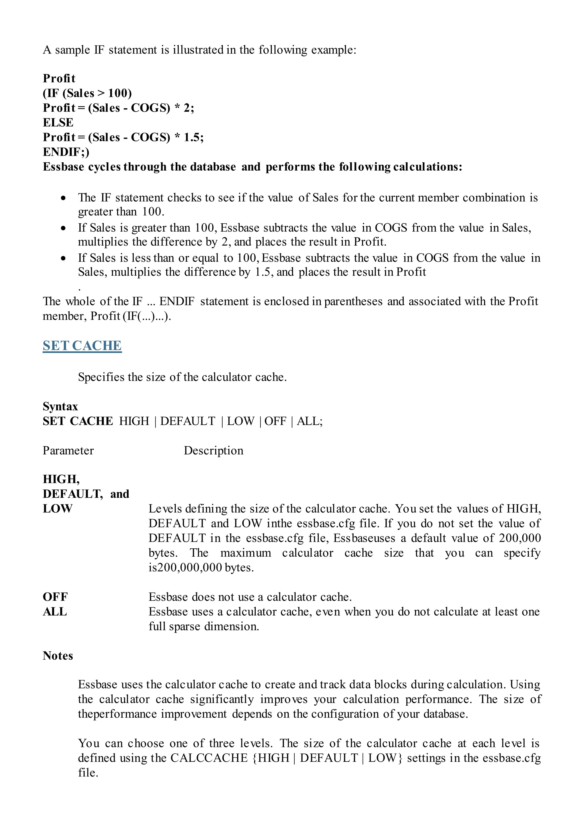 Calculation commands in essbase | DOCX