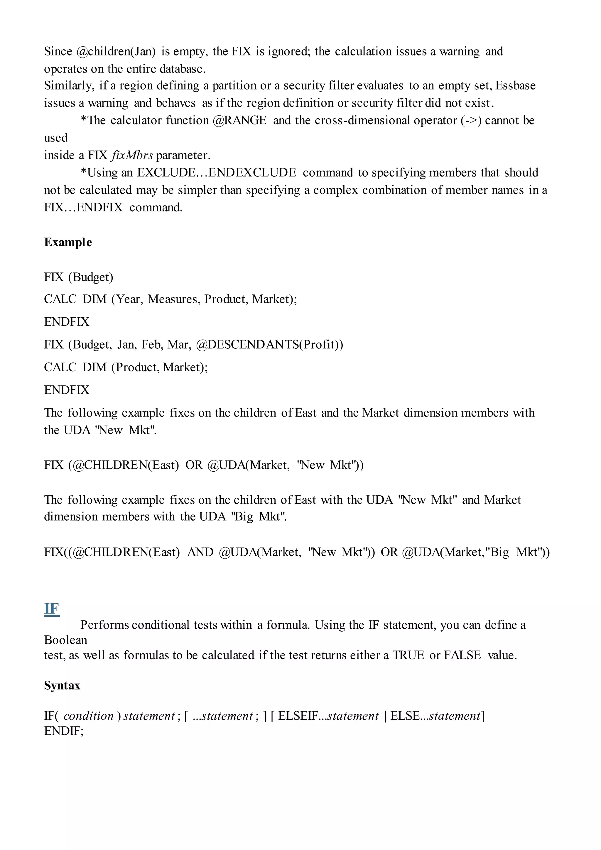 Calculation commands in essbase | DOCX