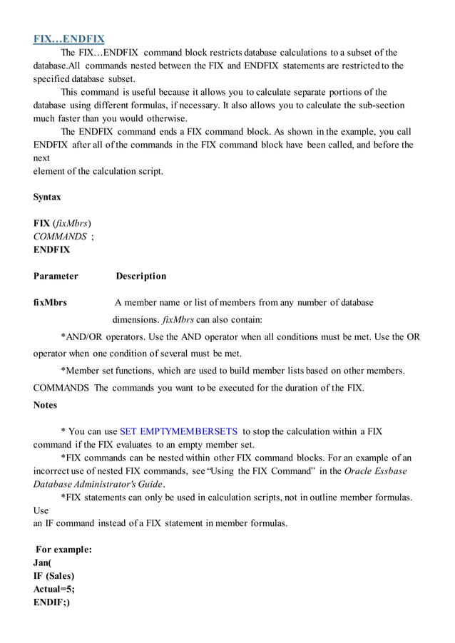 Calculation commands in essbase | DOCX | Computing | Technology & Computing