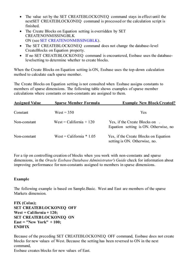Calculation commands in essbase
