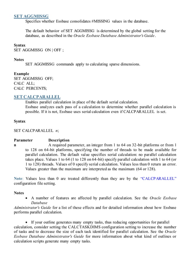 Calculation commands in essbase