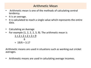 Calculation of arithmetic mean | PPTX
