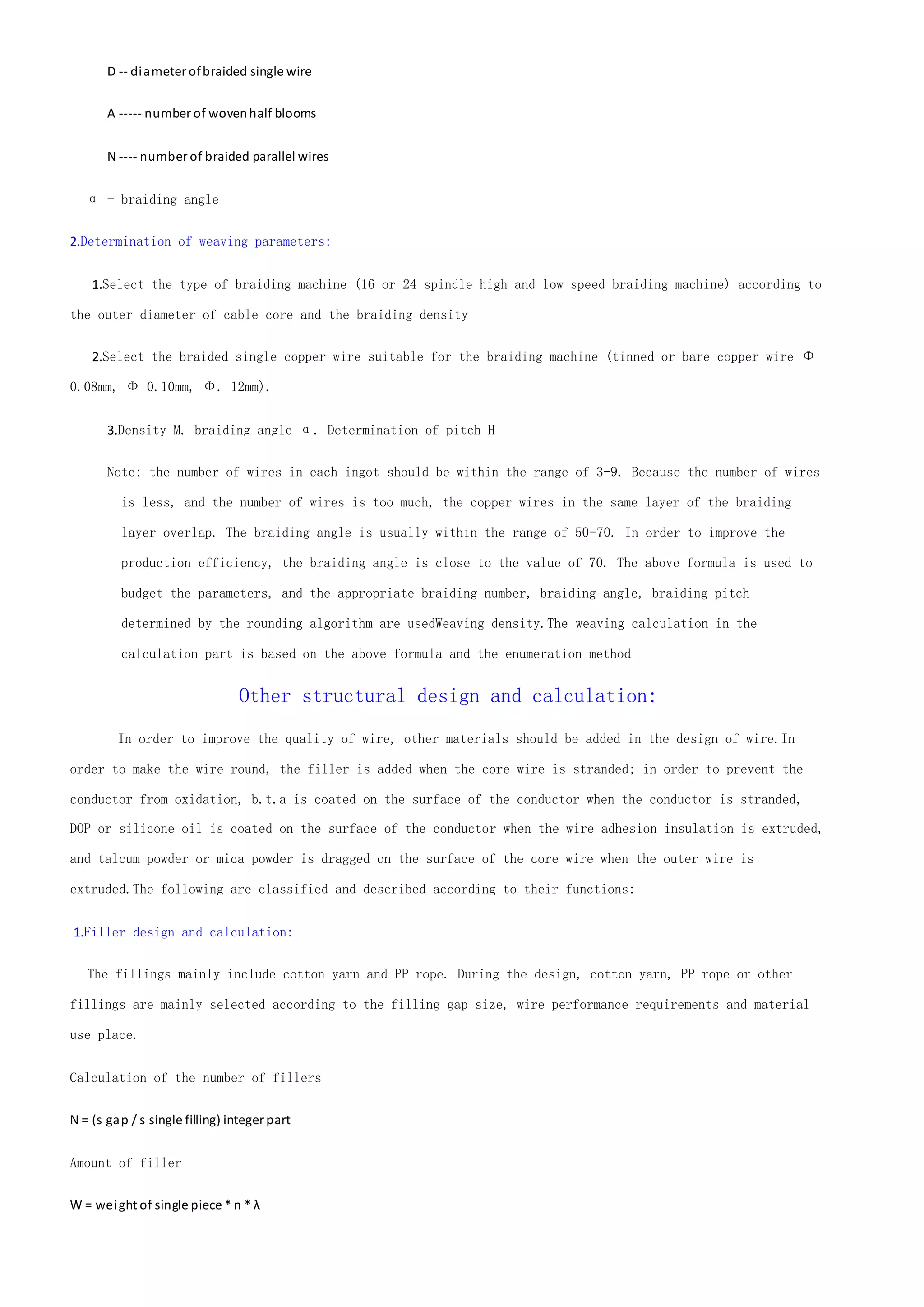 Calculation of cable structure and pitch | DOCX