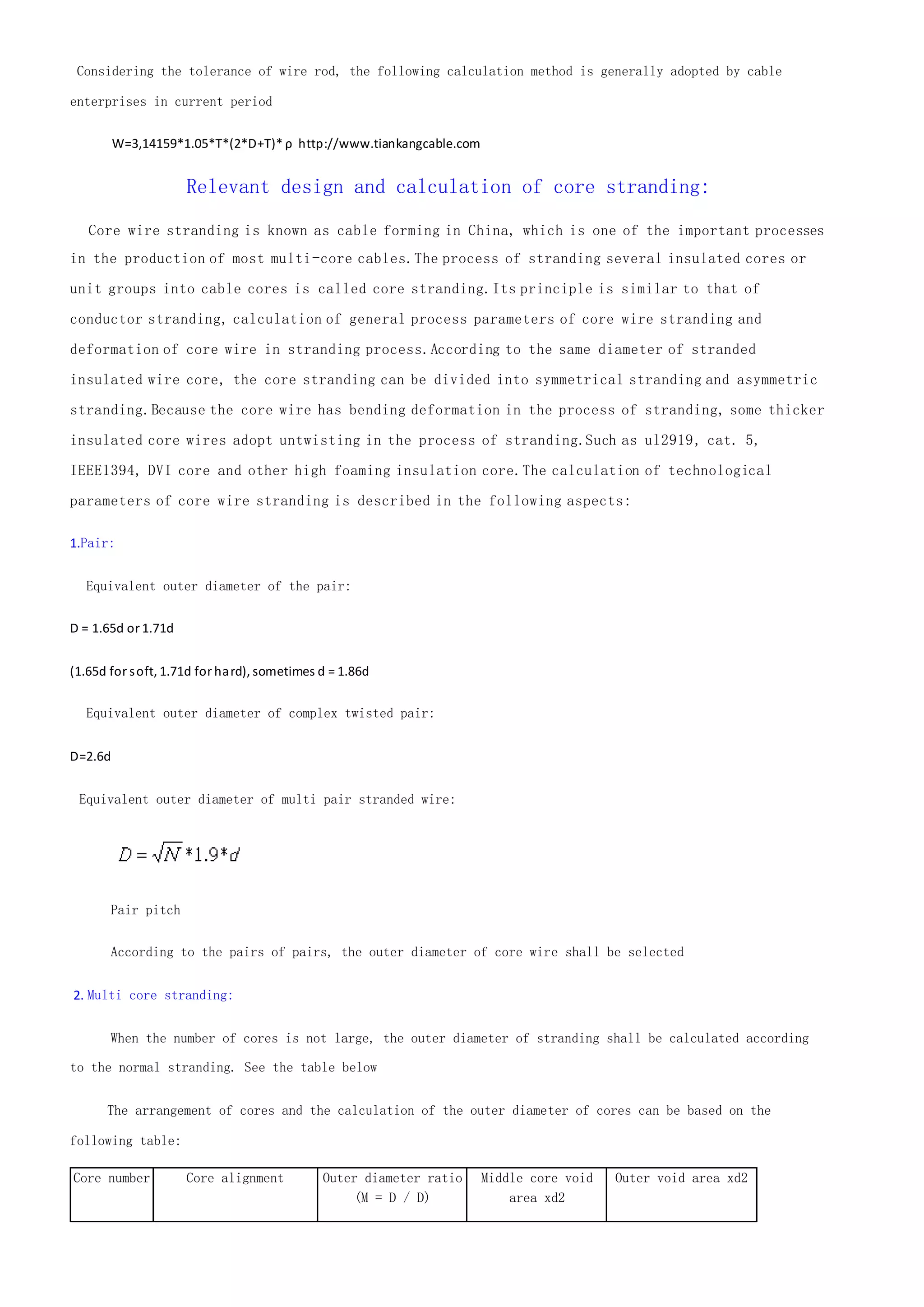 Calculation of cable structure and pitch | DOCX