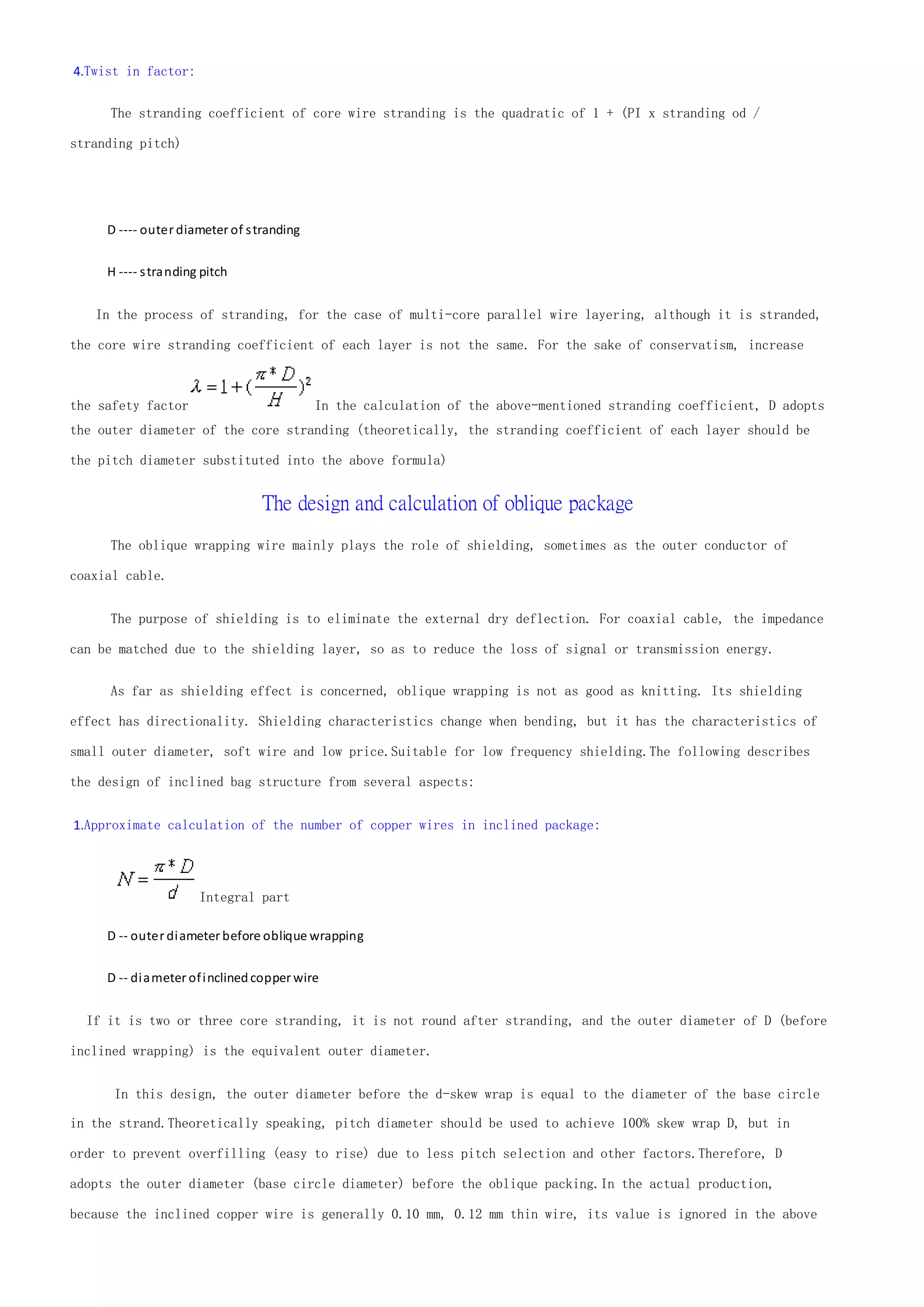 Calculation of cable structure and pitch | DOCX
