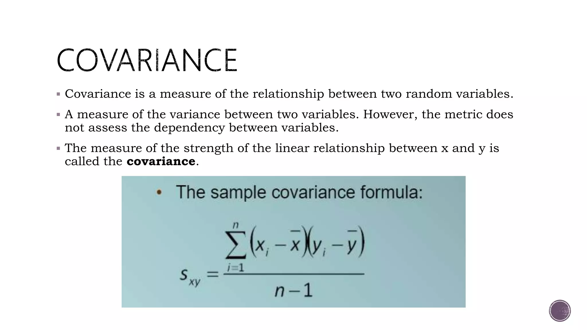 Calculation Of Covariance And Simple Linear Models Ppt