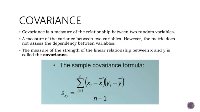 Calculation of covariance and simple linear models | PPT