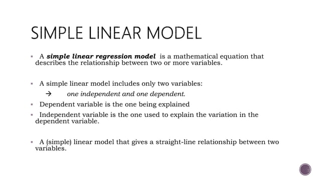 Calculation of covariance and simple linear models | PPT