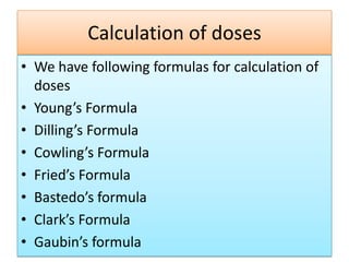 Calculation of dosage & metric system | PPTX