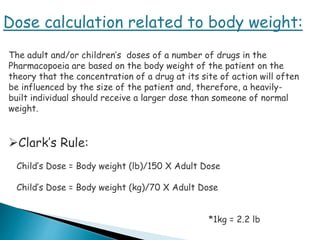 Calculation of dose in pediatrics by syeda shiza aleem | PPTX