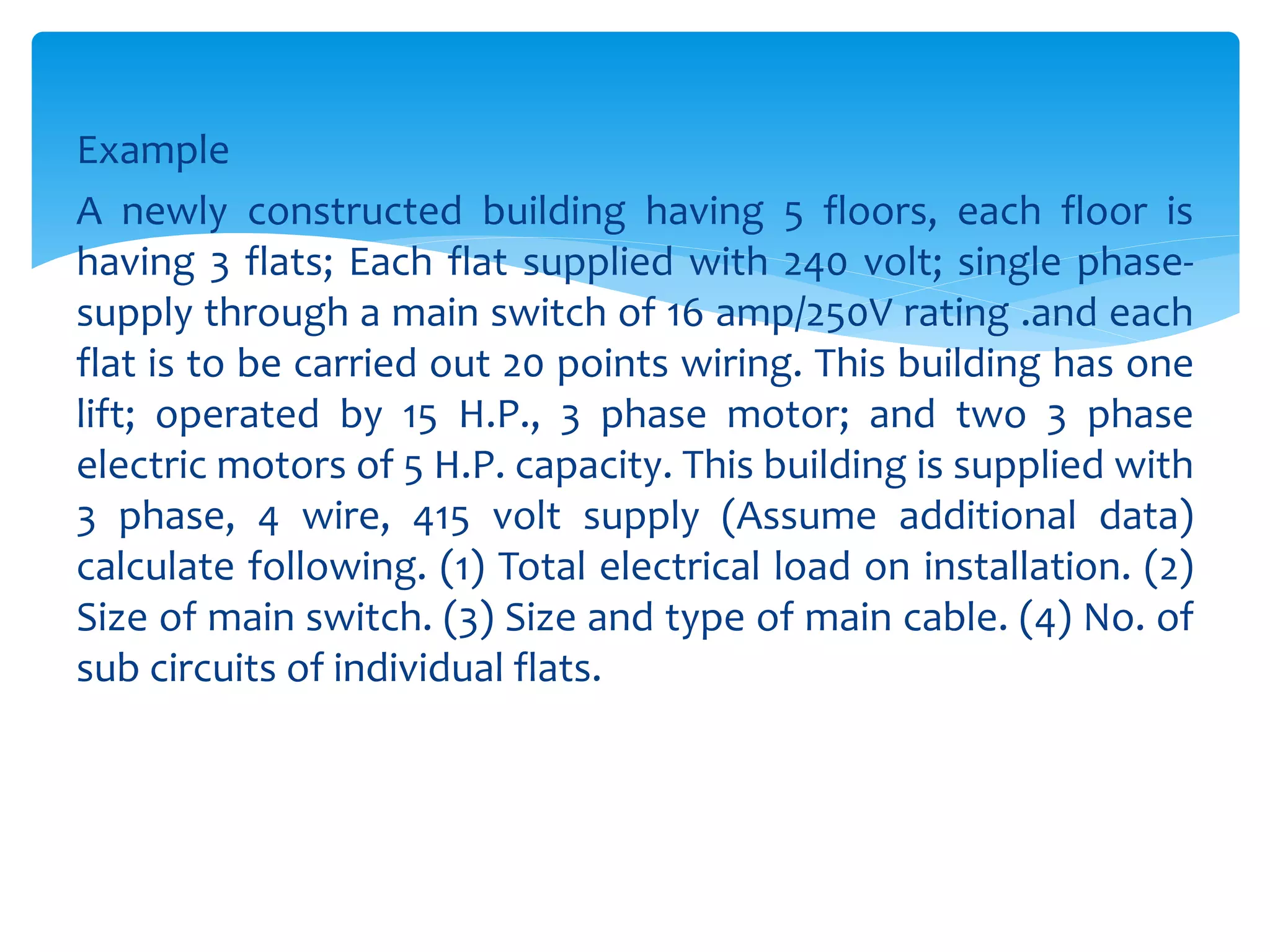 Calculation of electrical load of building | PPTX