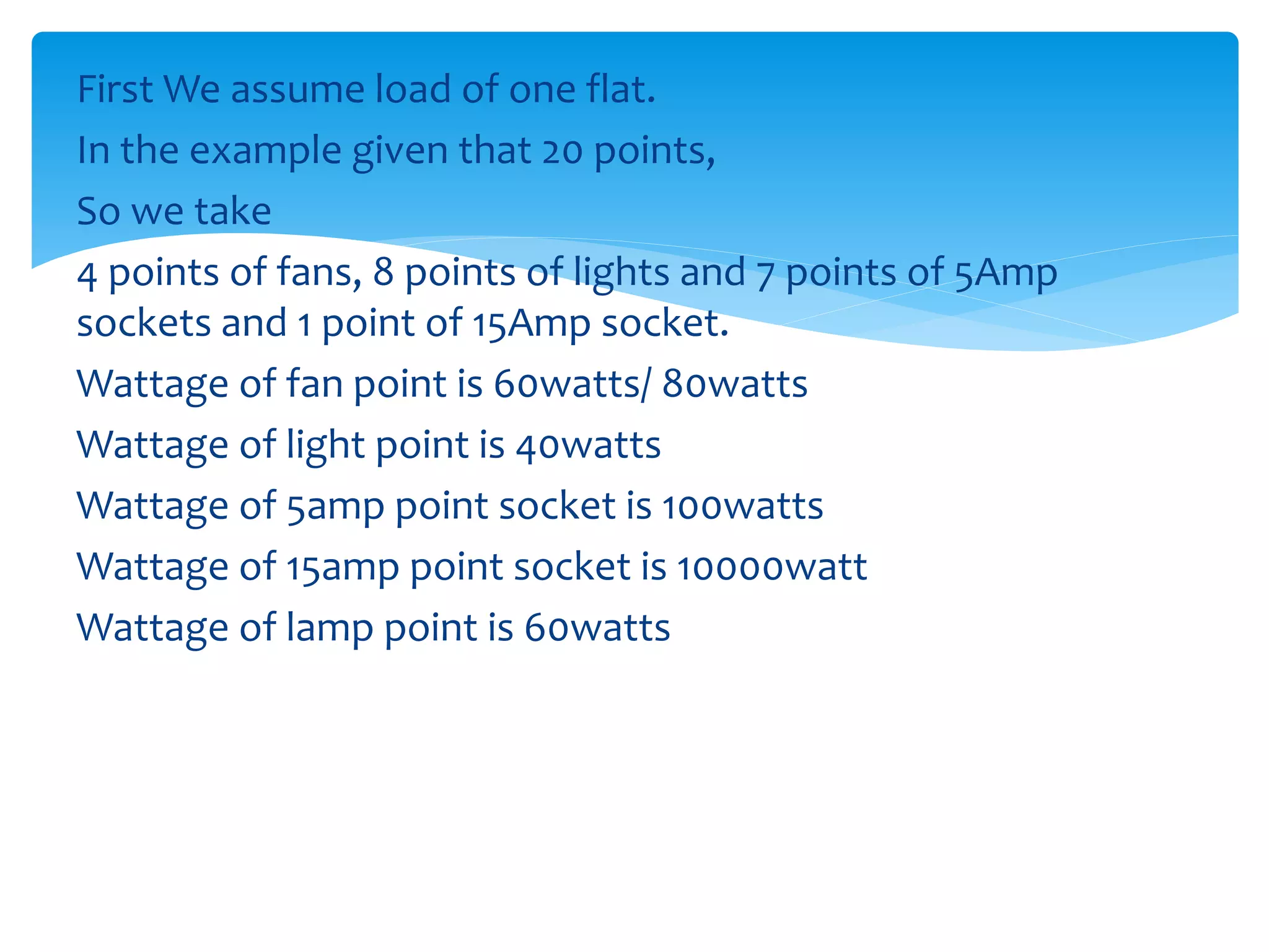 Calculation of electrical load of building | PPTX