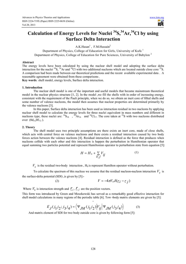 Calculation of energy levels for nuclei 34 s,34ar,34cl by using surface ...