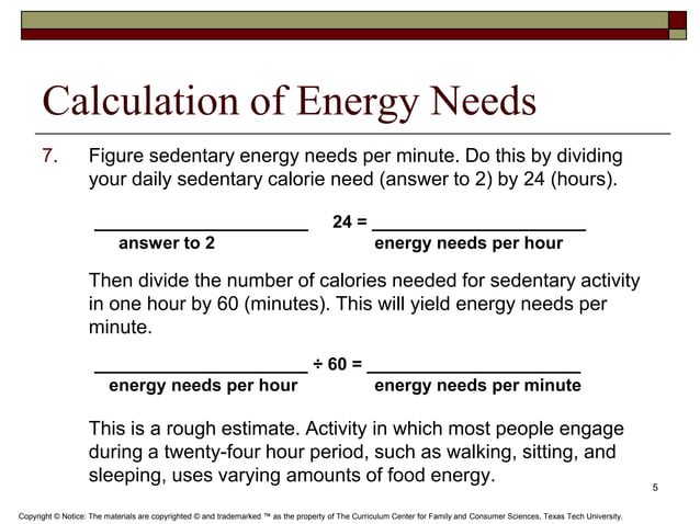 Calculation of energy_needs | PPT