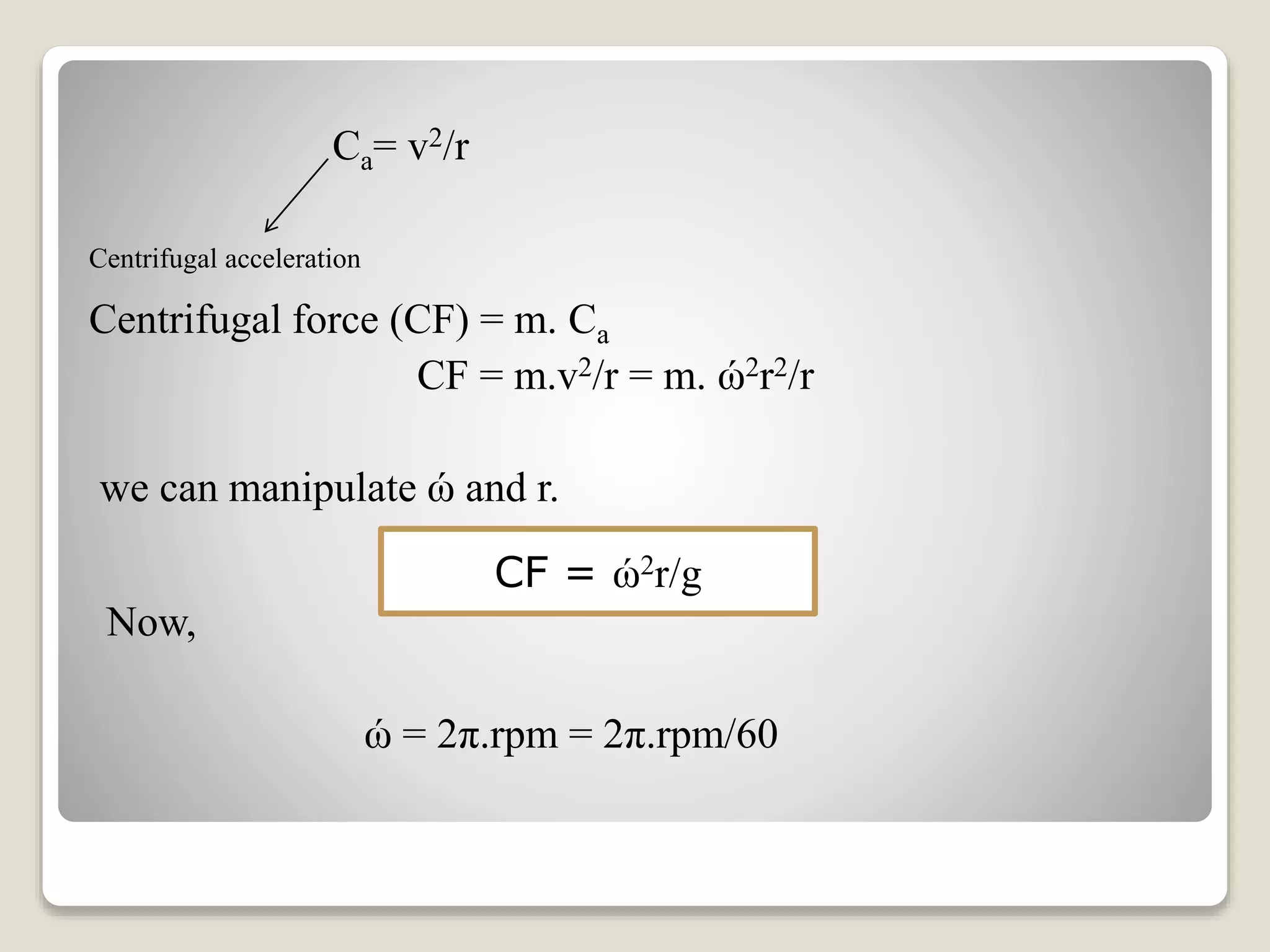 Calculation of g from rpm | PPTX