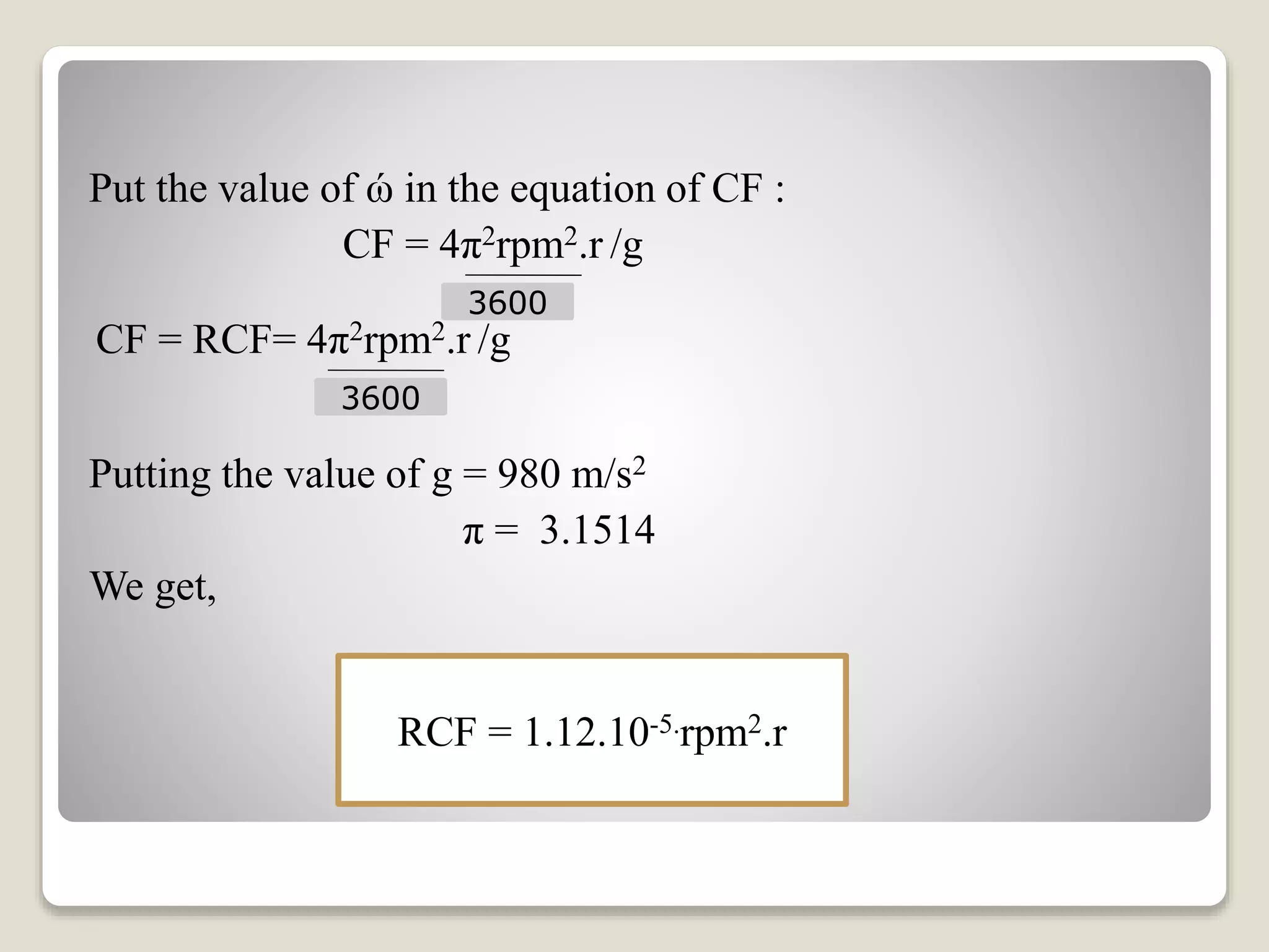 Calculation of g from rpm | PPTX