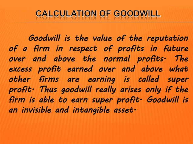 Calculation of goodwill | PPTX | Business Accounting & Finance | Business