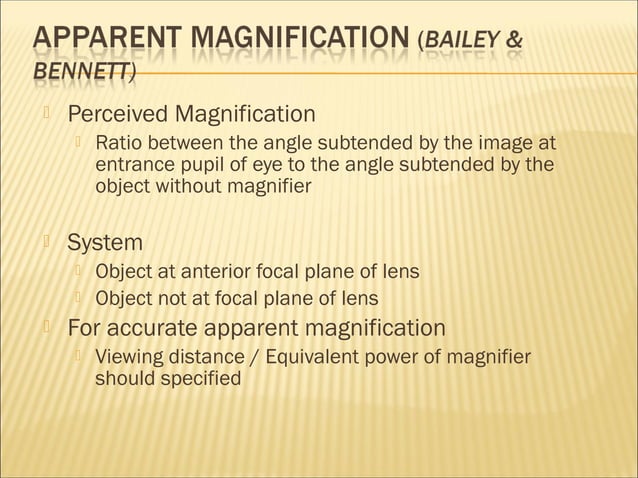 Calculation of magnification in low vision | PPT