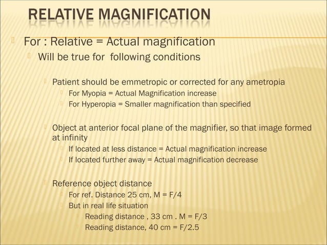Calculation of magnification in low vision | PPT