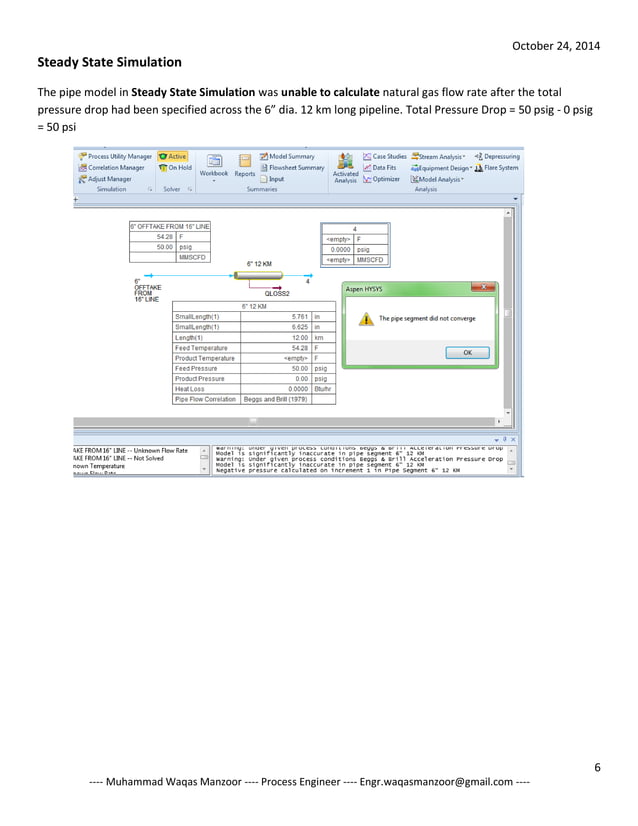 Calculation of Maximum Flow of Natural Gas through a Pipeline using Dynamic Simulation in Aspen ...