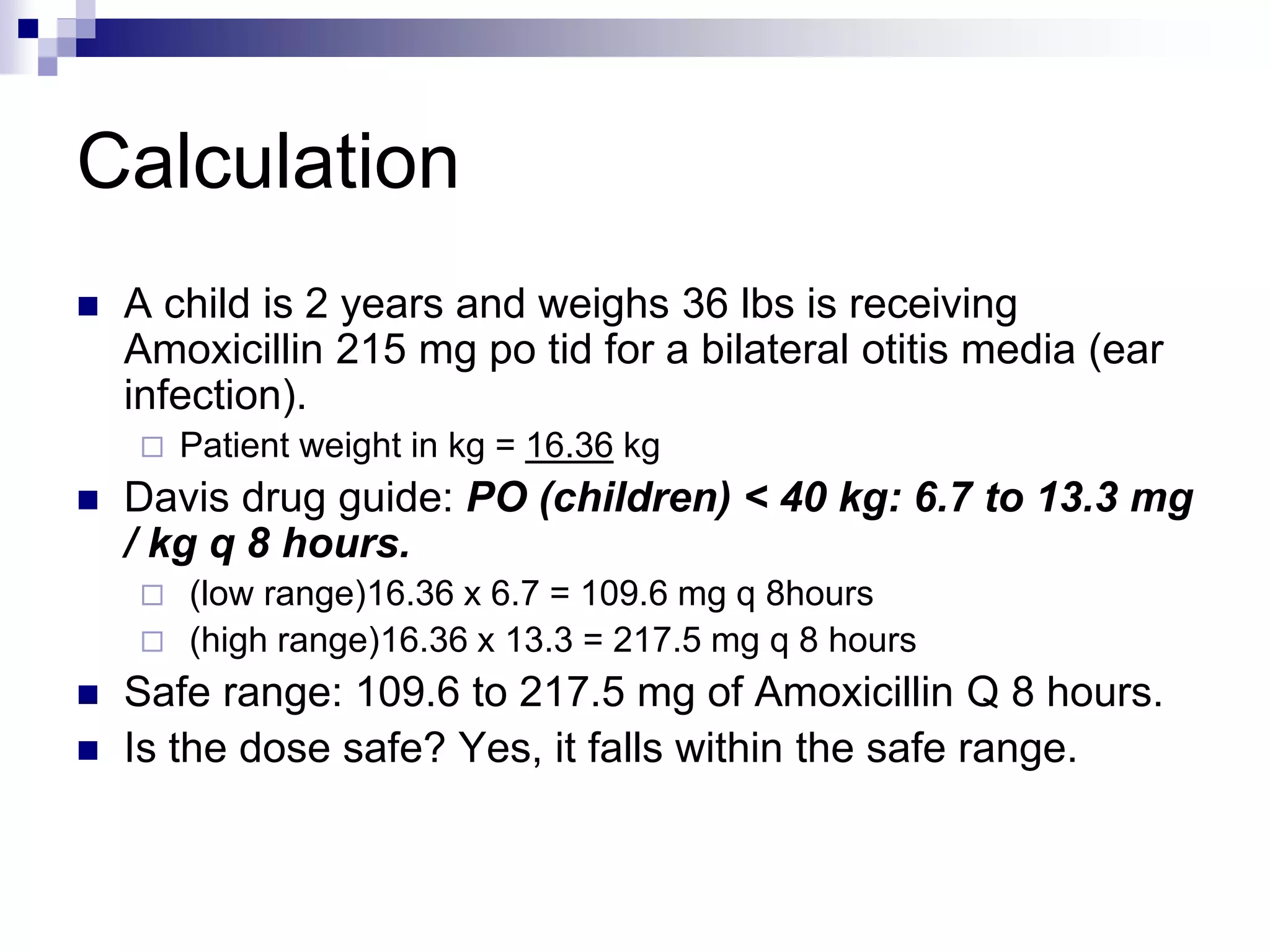 Calculation of medication in Pediatric., walaa.ppt