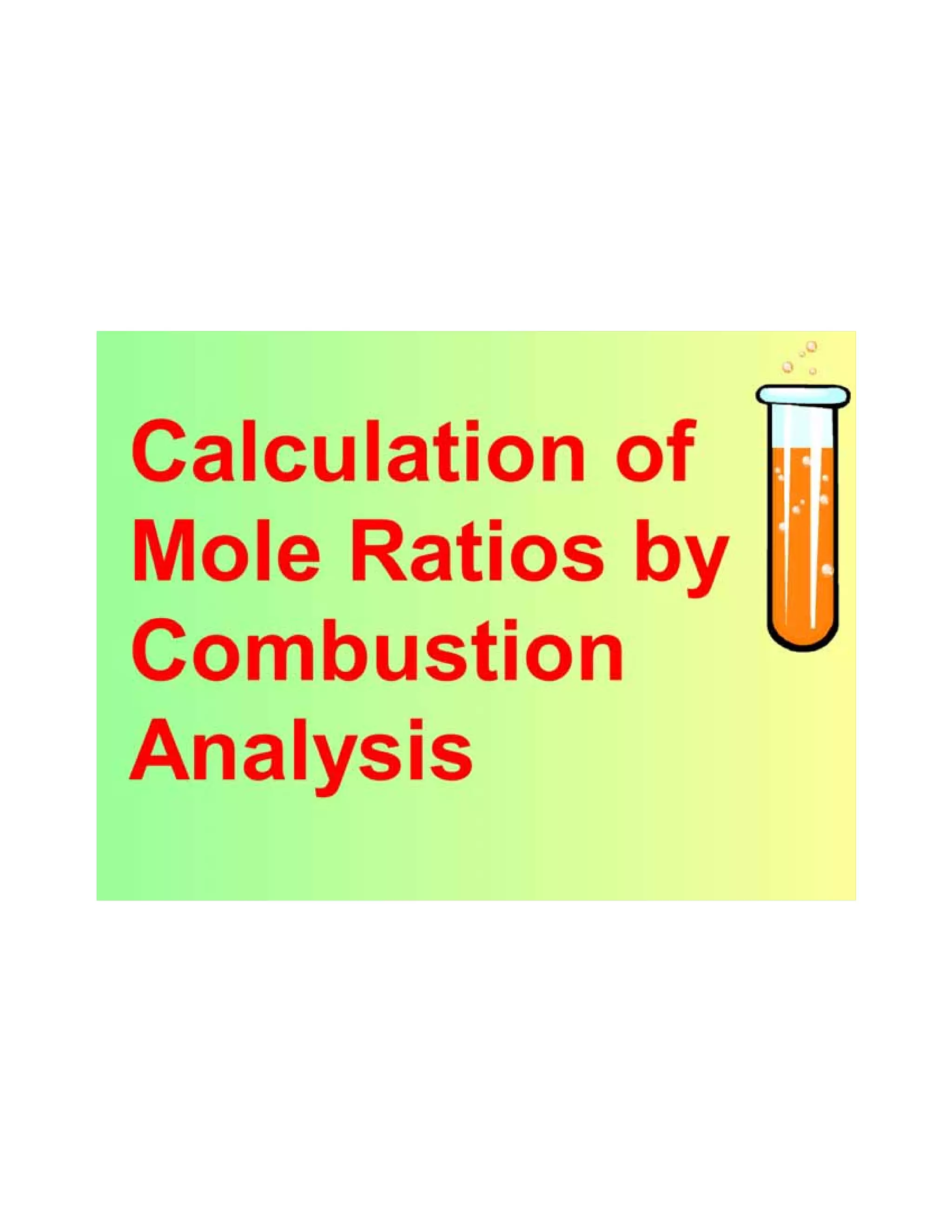 Calculation of mole ratios by combustion analysis | PDF | Chemistry ...