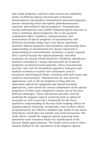 Calculation of Optical Properties of Nano ParticlePHYSICS 5535- .docx