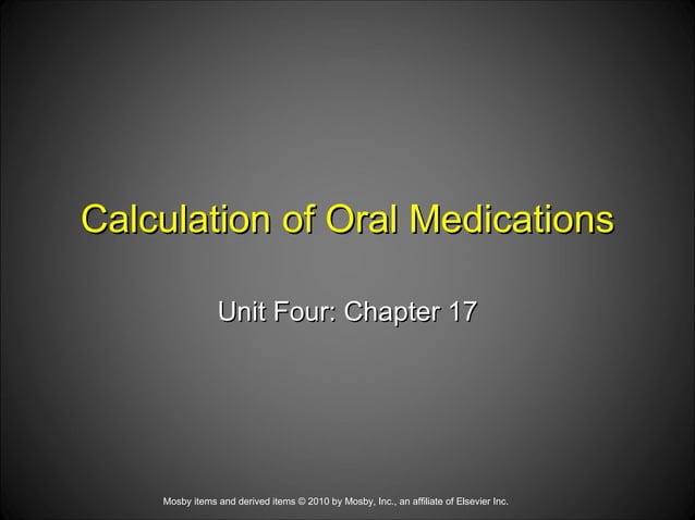 Calculation Of Oral Medication | PPT