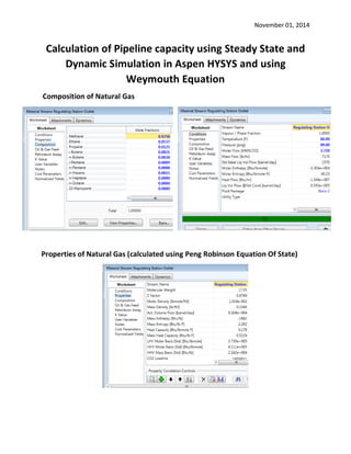 Calculation of pipeline capacity using steady state and dynamic simulation and weymouth equation ...