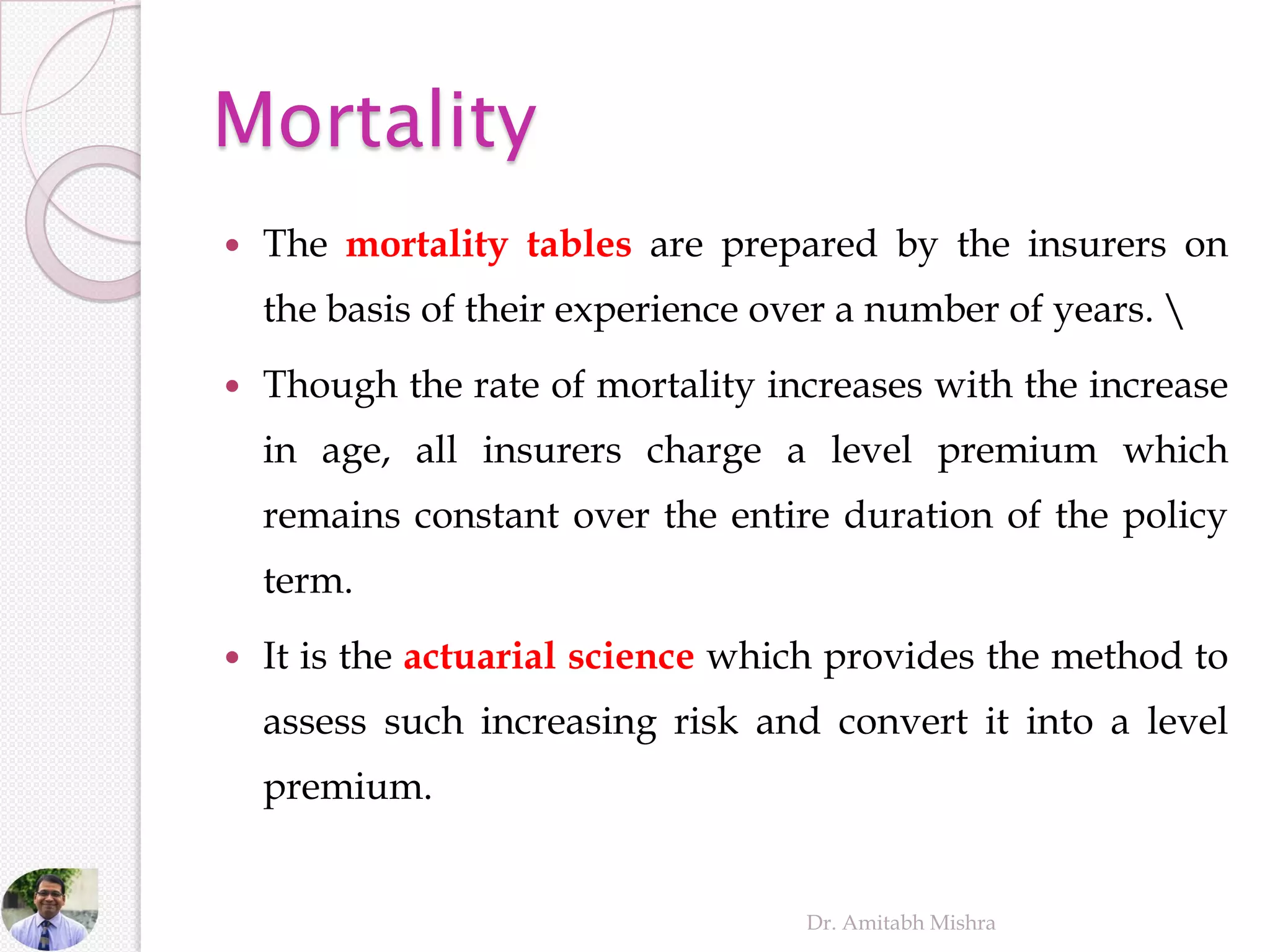 Calculation of premium in life insurance by Dr. Amitabh Mishra | PDF